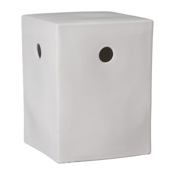 18 in. Square White Ceramic Garden Stool | Emissary