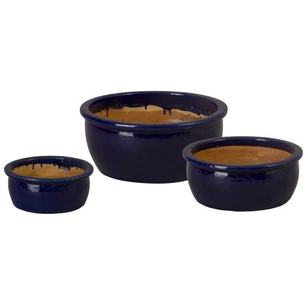 Set of 3 Shallow Ceramic Lip Planters | Emissary