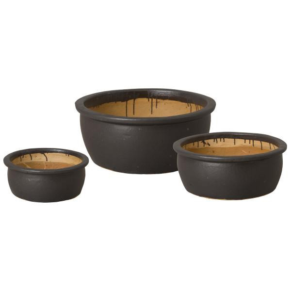 Set of 3 Shallow Ceramic Lip Planters | Emissary