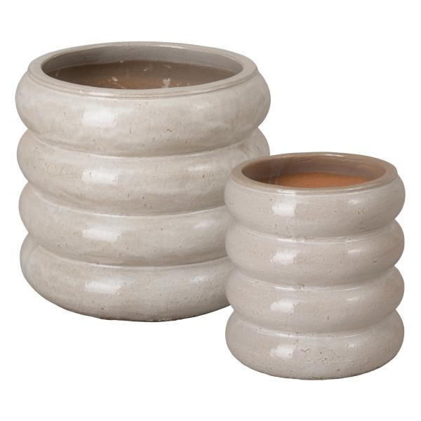 Set of 2 Torus Distressed White Ceramic Planters | Emissary