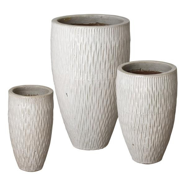 Set of 3 Tall Round Textured Pots | Emissary