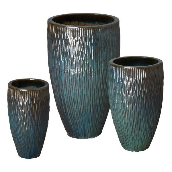 Set of 3 Tall Round Textured Pots | Emissary
