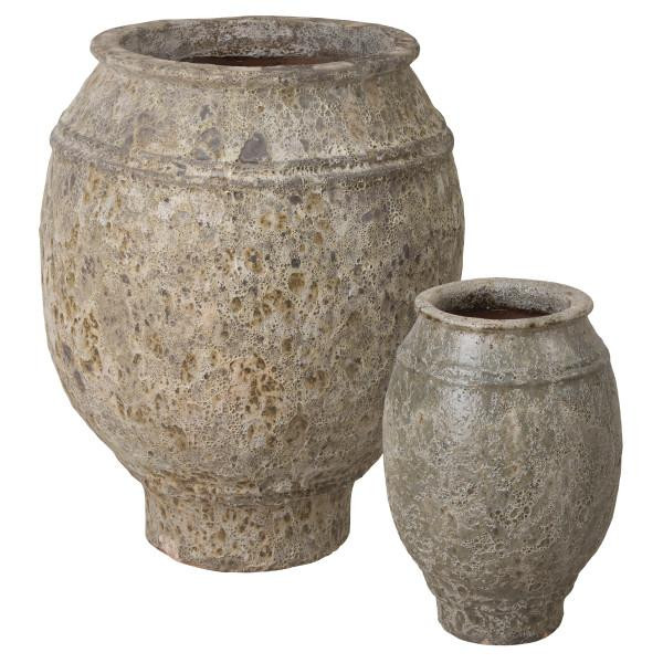 Set of 2 Olive Reef Green Ceramic Jars | Emissary