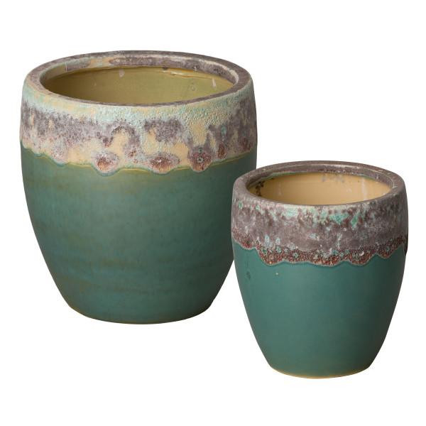 Set of 2 Round Ceramic Planters | Emissary