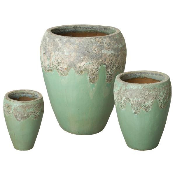 Set of 3 Round Ceramic Planters | Emissary