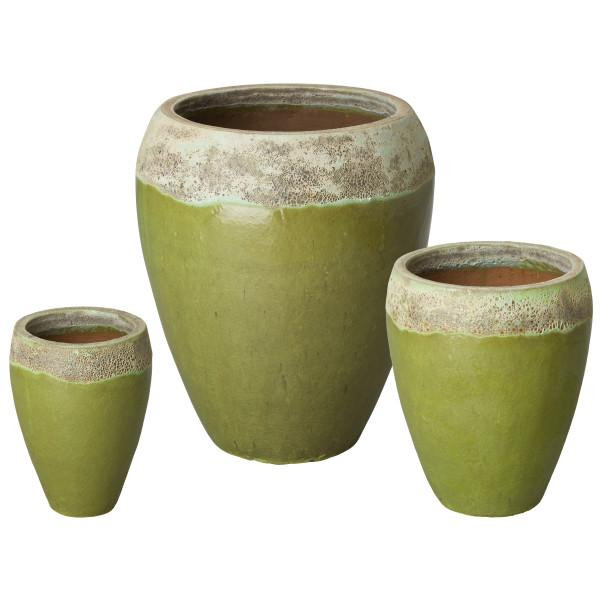 Set of 3 Round Ceramic Planters | Emissary