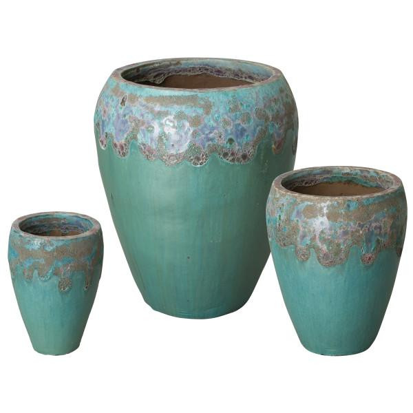 Set of 3 Round Ceramic Planters | Emissary
