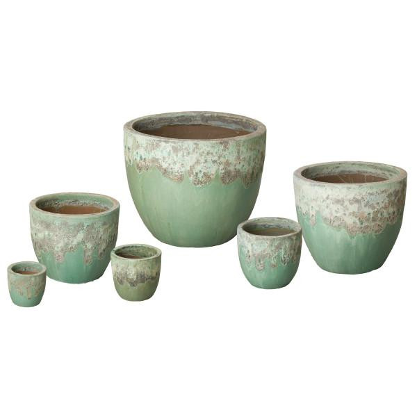 Set of 6 Round Ceramic Planters | Emissary
