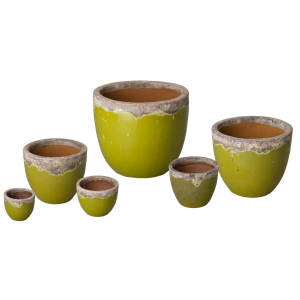 Set of 6 Round Ceramic Planters | Emissary