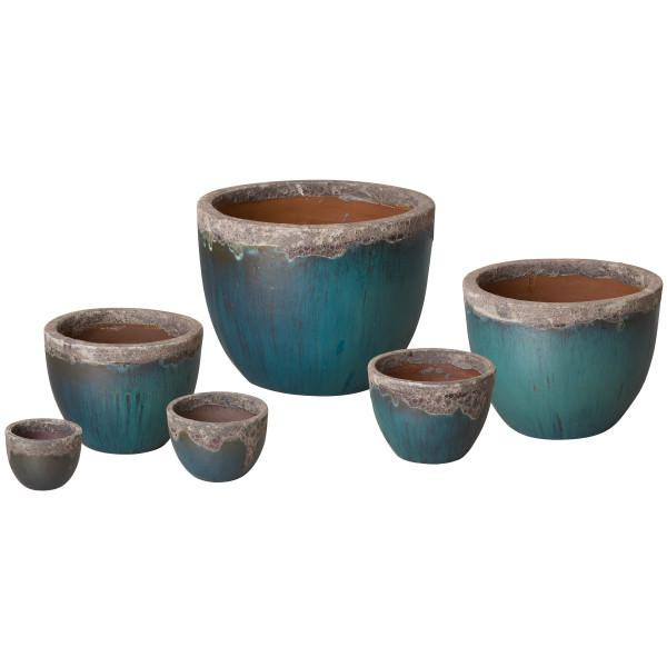 Set of 6 Round Ceramic Planters | Emissary