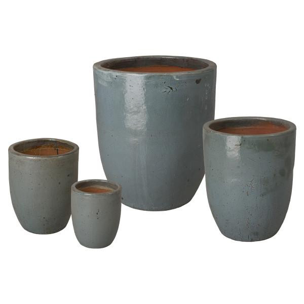 Set of 4 Round Ceramic Planters | Emissary