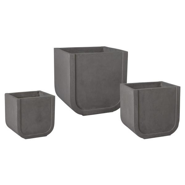 Uri Set of 3 Square Gray Terrazzo Planters | Emissary