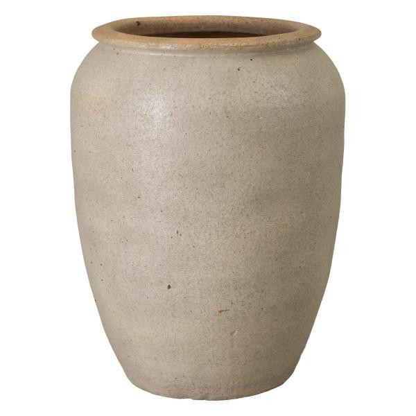 38 in. Round Distressed White Ceramic Jar | Emissary