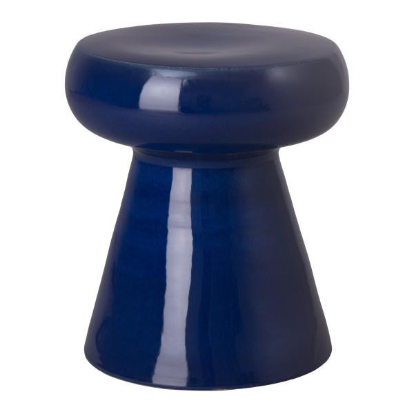 18 in. Mushroom Blue Ceramic Garden Stool | Emissary