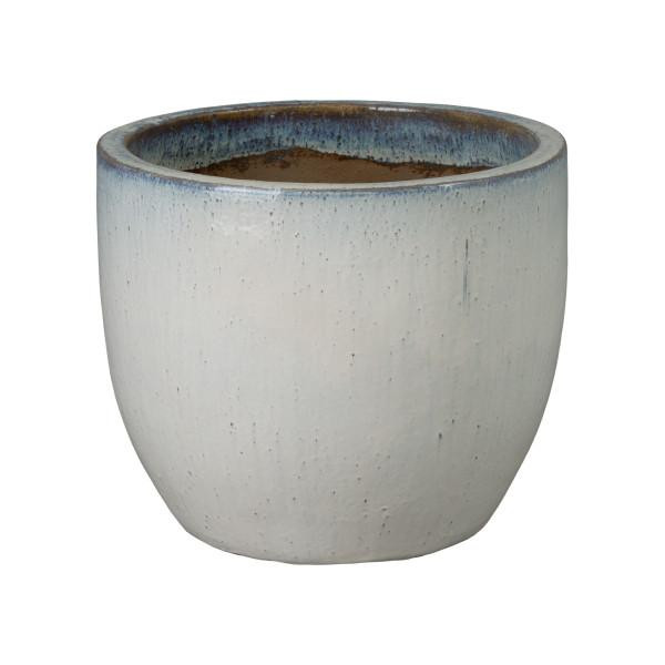 20 in. Round Distressed White Ceramic Planter | Emissary