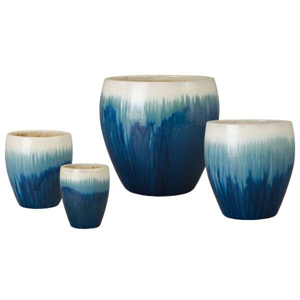 Ossal Set of 4 Blue Snow Ceramic Planters | Emissary