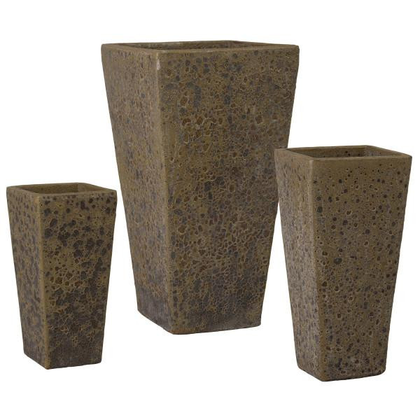 Crisco Set of 3 Tall Square Bubble Yellow Ceramic Planters | Emissary
