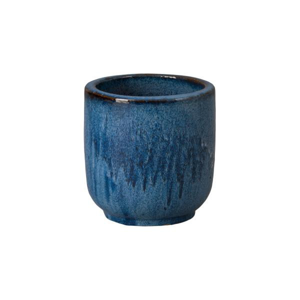 Barrel 11 in Round Quin Blue Ceramic Planter | Emissary