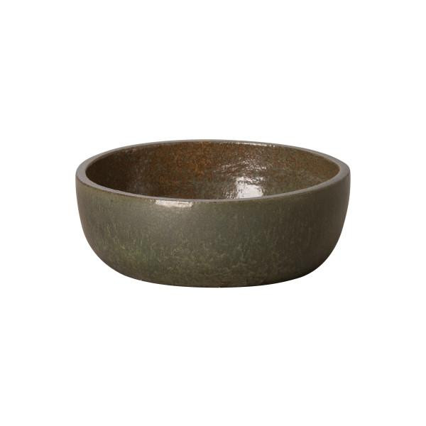 15 in. Dia Round Shallow Ceramic Planter | Emissary