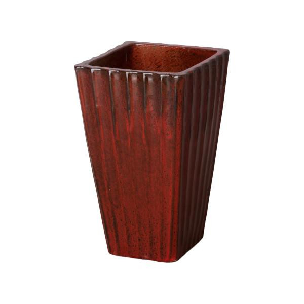13 in. Fluted Square Ceramic Planter | Emissary